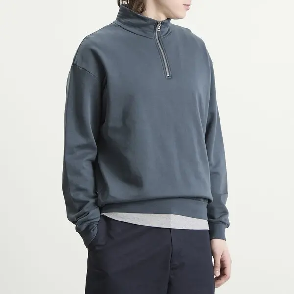 Auralee High Gauge Sweat Half Zip Jumper - Dusty Blue