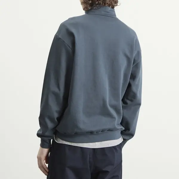 Auralee High Gauge Sweat Half Zip Jumper - Dusty Blue