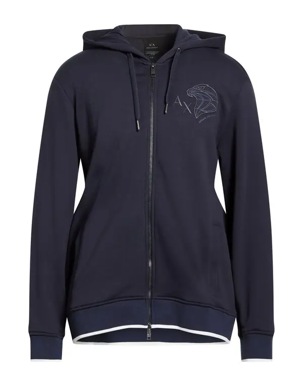 Armani Exchange Zip-up Hoodie With Embroidered Logo - Blue