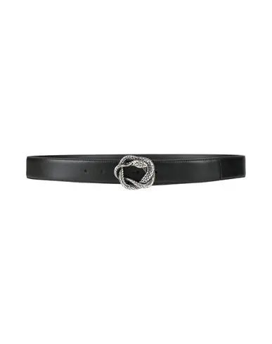Just Cavalli Calfskin Belt With Logo Buckle - Black