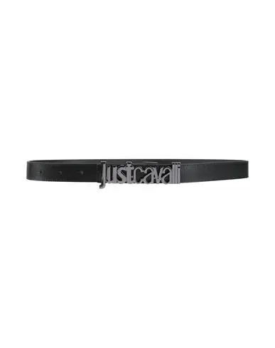 Just Cavalli Leather Belt With Logo - Black