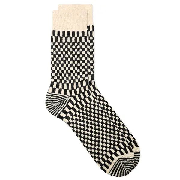 ROTOTO Checkerboard Pattern Socks - Black