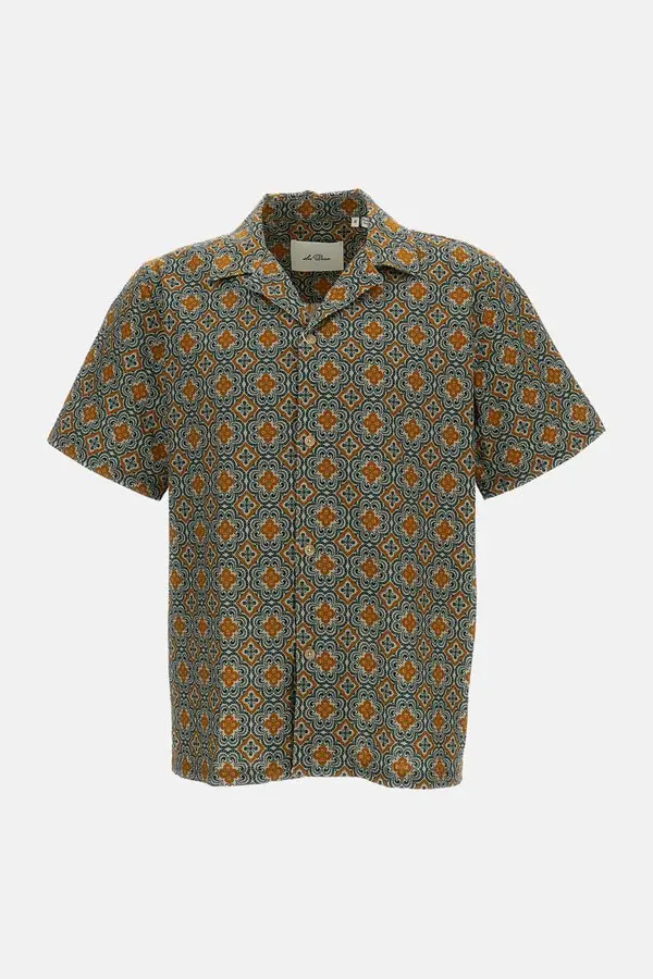 LES DEUX Short-sleeved Shirt With Arabesque Pattern - Green