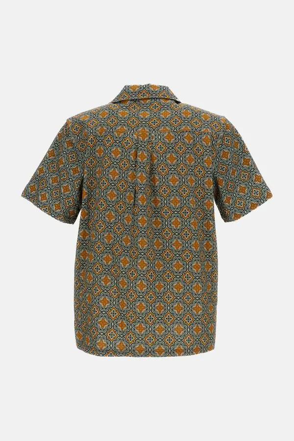 LES DEUX Short-sleeved Shirt With Arabesque Pattern - Green