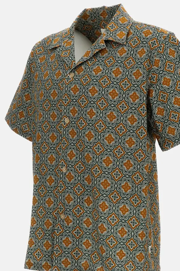 LES DEUX Short-sleeved Shirt With Arabesque Pattern - Green