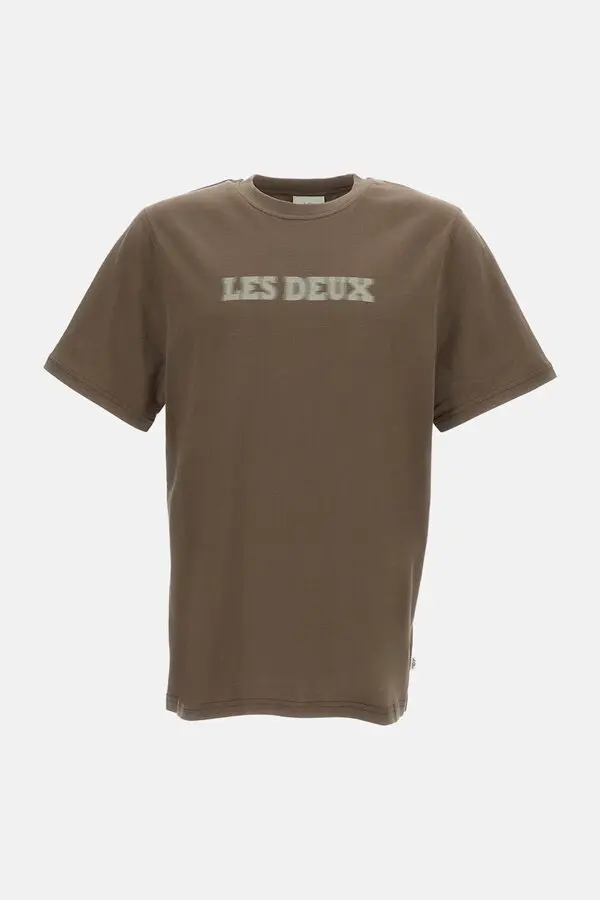 LES DEUX Short-sleeved Shirt With Print - Brown
