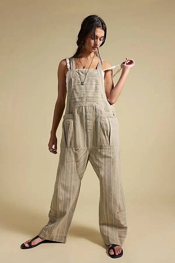 Free People Iconic Harem Yarn Dye Overalls