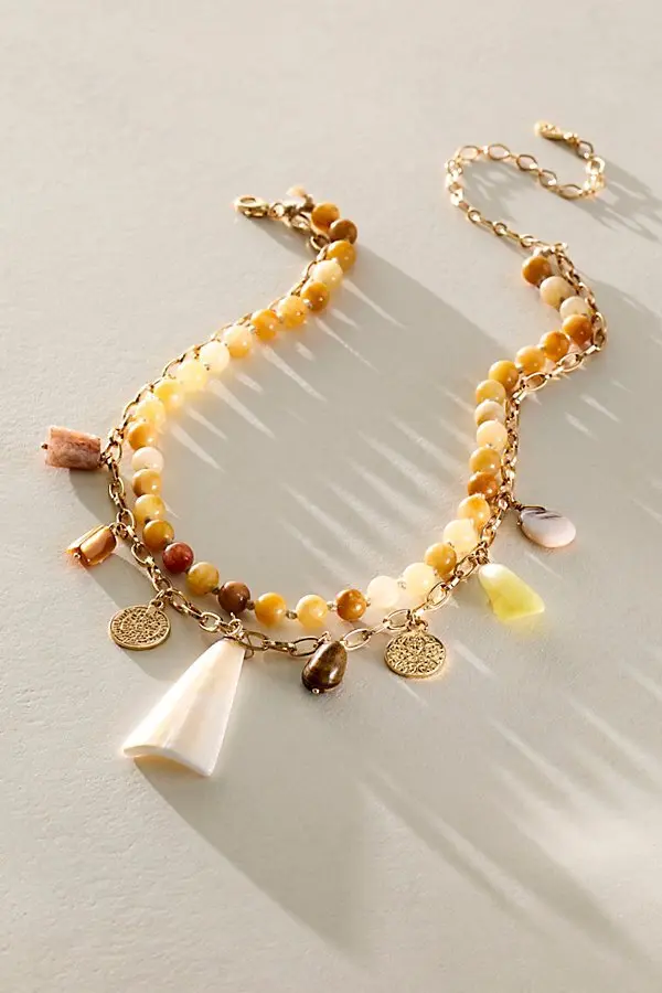 Free People Serendipity Semiprecious Stone Strand Necklace - Ivory/chocolate
