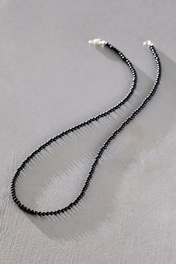 TAKARA Single Strand Semiprecious Stone Necklace - Onxy