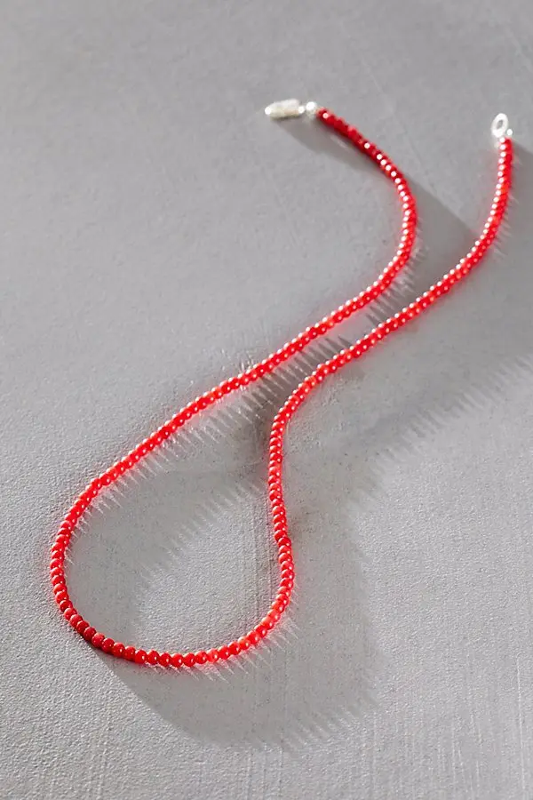 TAKARA Single Strand Semiprecious Stone Necklace - Red Coral
