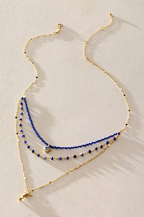 SATYA JEWELRY Fp X Satya Gold Plated Semiprecious Stone Layer Necklace - Blue