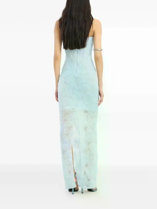 ROTATE BY BIRGER CHRISTENSEN Strapless Floral Mesh Maxi Dress - Blue