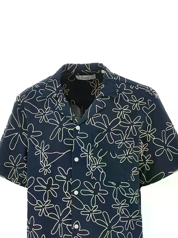 FORET Floral-embroidery Shirt - Blue
