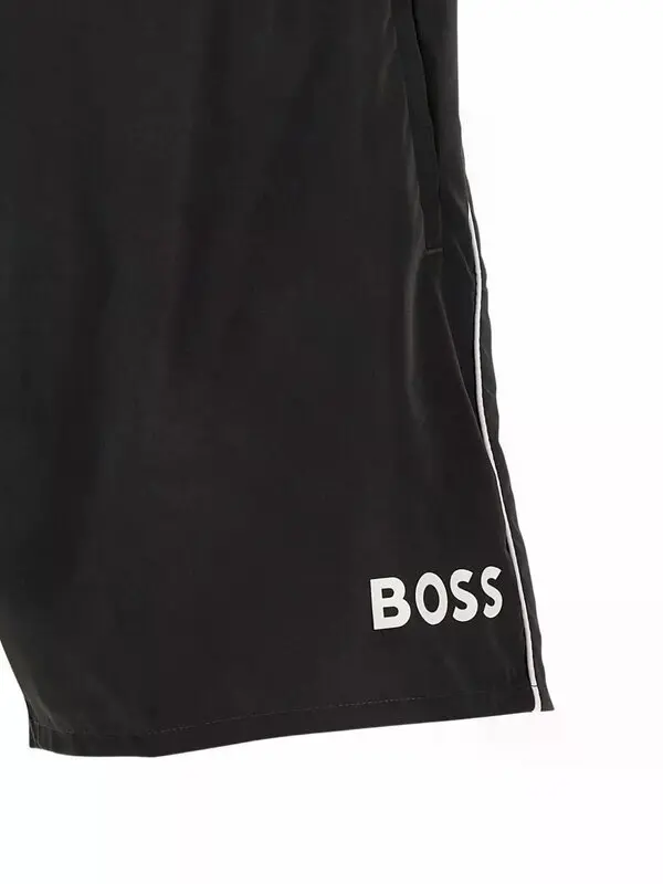 BOSS Logo Print Drawstring Swimsuit