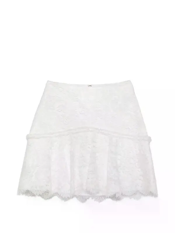 IMROSKA Laced Ruffled Mini Skirt - White