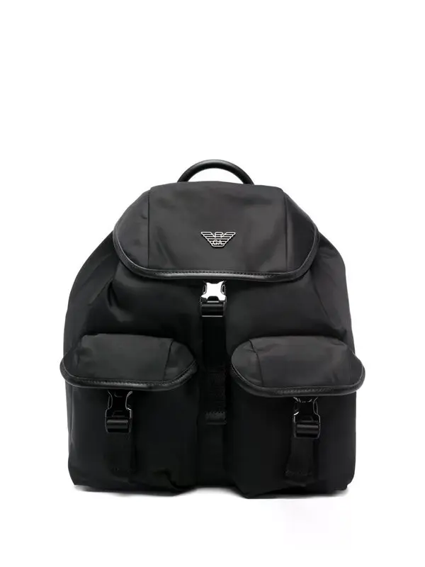 Emporio Armani Logo-plaque Backpack - Black