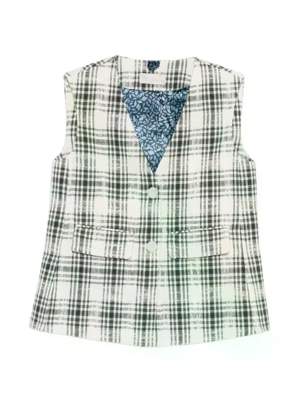 IMROSKA Check-pattern Buttoned Gilet