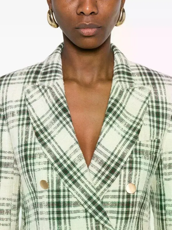 IMROSKA Double-breasted Plaid-pattern Jacket