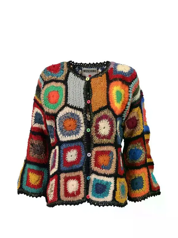 Moschino Multi-coloured Crochet Cardigan - Black