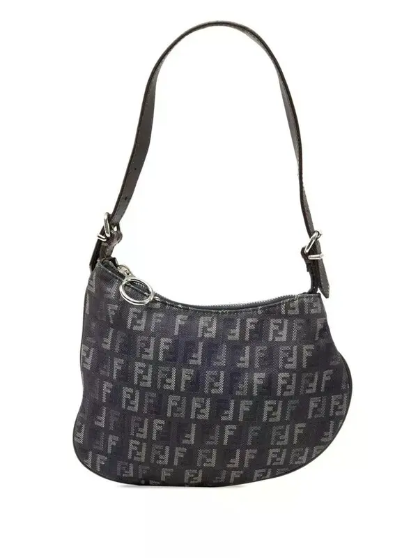 Fendi 2000-2010 Zucchino Denim Oyster Shoulder Bag - Blue