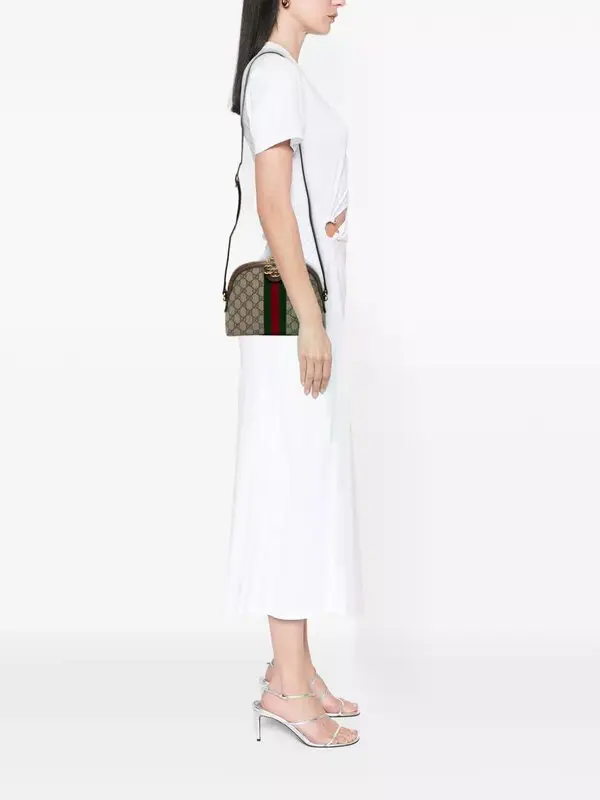 Gucci Gg Supreme Ophidia Dome Crossbody Bag - Brown