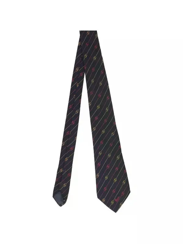 Gucci Interlocking G Logo Striped Tie - Blue