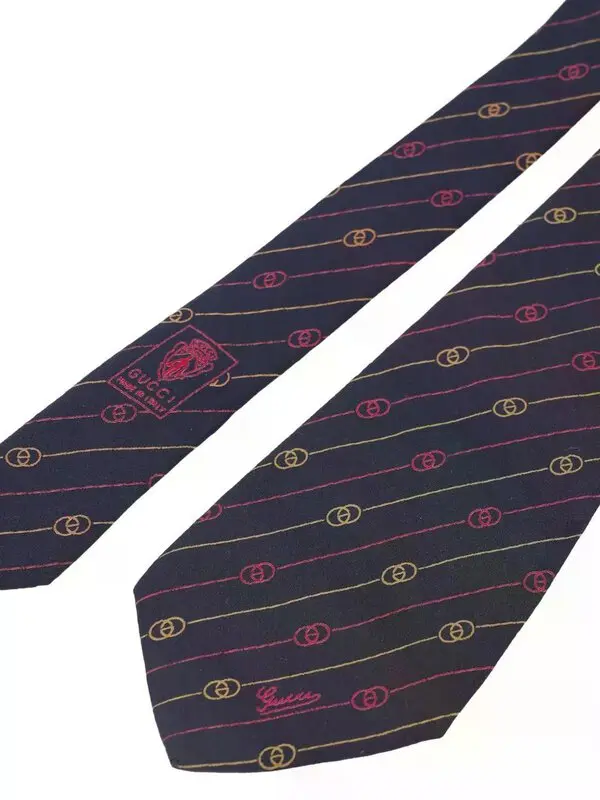 Gucci Interlocking G Logo Striped Tie