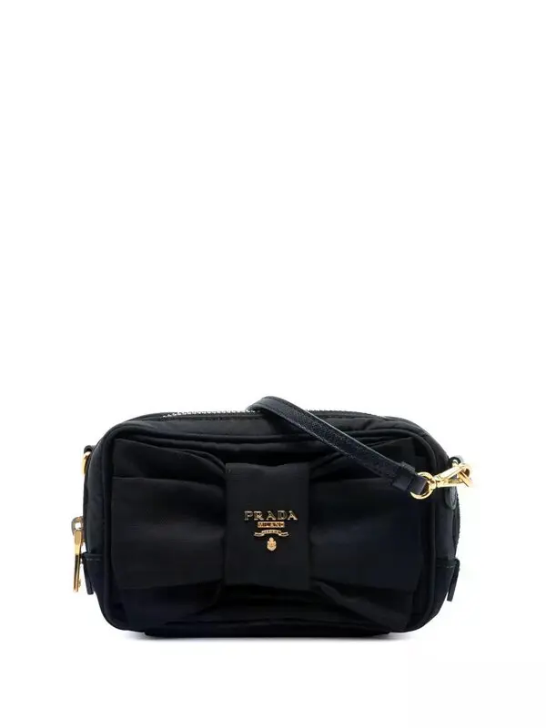 Prada 2000-2025 Tessuto Fiocco Bow Camera Bag Crossbody Bag - Black