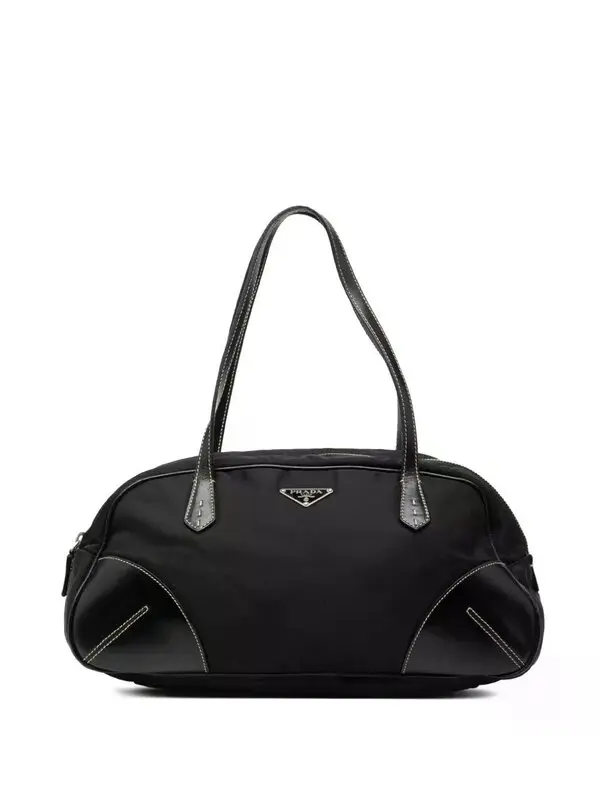 Prada 2013-2025 Vitello Trimmed Tessuto Handbag - Black