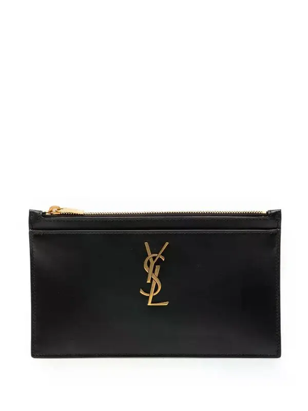 Saint Laurent 2023 Leather Monogram Bill Pouch - Black