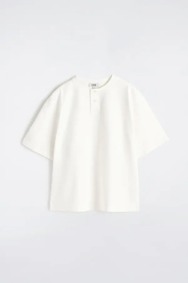 Cos Oversized Cotton-jersey Henley T-shirt