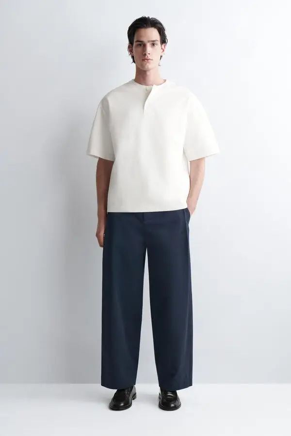 Cos Oversized Cotton-jersey Henley T-shirt
