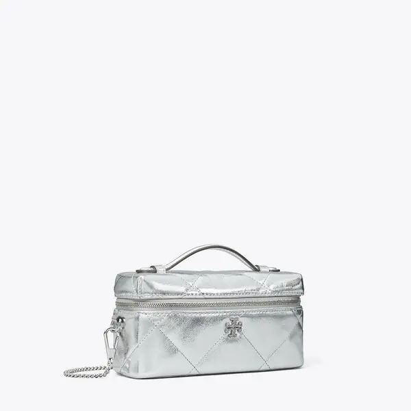 Tory Burch Kira Diamond Quilt Metallic Vanity Case - Silver