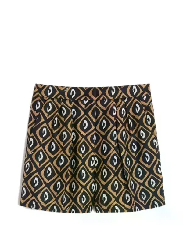 Max Mara Geometric Print Pleated Shorts