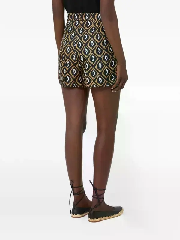 Max Mara Geometric Print Pleated Shorts