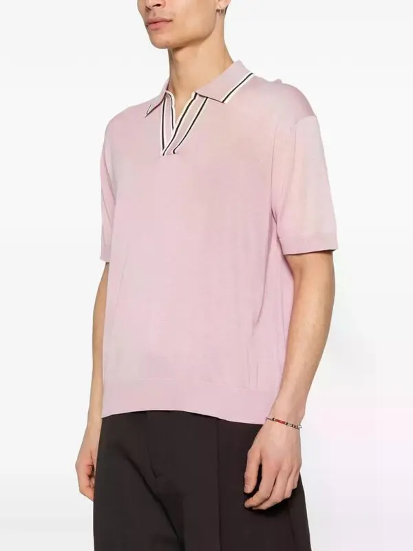 PAOLO PECORA V-neck Striped T-shirt - Pink