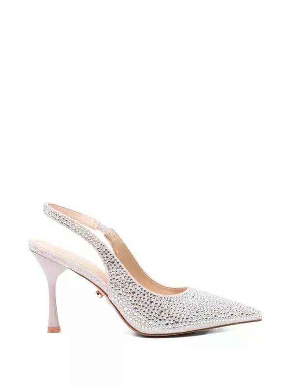 TWENTY FOURHAITCH Embellished Slingback Court Pumps Shoes - Silver