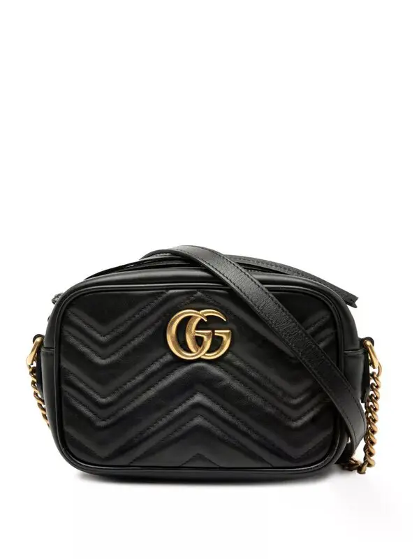 Gucci Mini Gg Marmont Matelasse Leather Crossbody Bag - Black