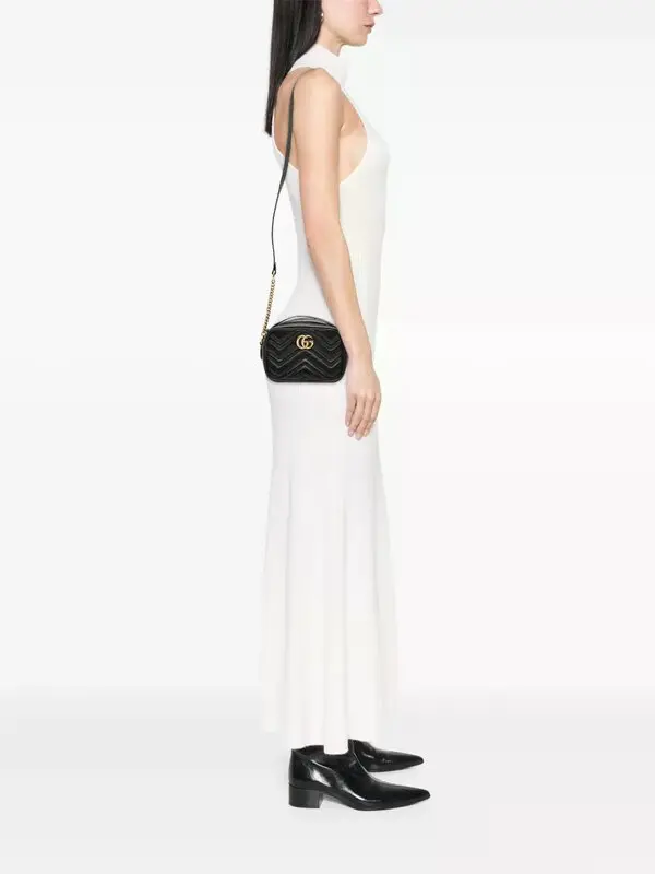 Gucci Mini Gg Marmont Matelasse Leather Crossbody Bag - Black
