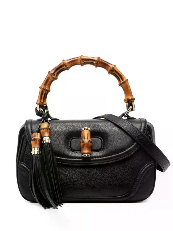 Gucci 2000-2015 Medium Leather New Bamboo Satchel - Black