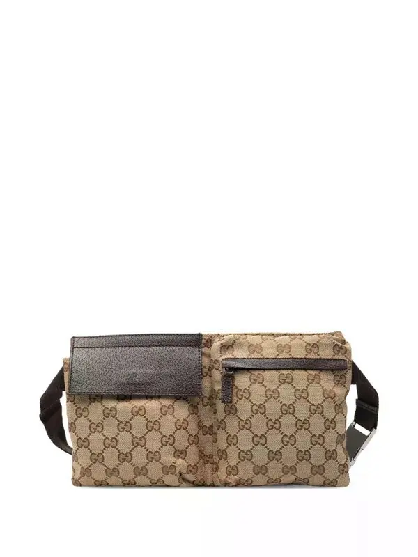 Gucci 2000-2015 Gg Canvas Double Pocket Belt Bag - Brown