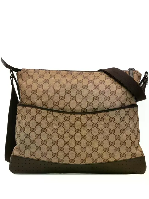 Gucci Gg Canvas Perforated Crossbody Bag - Brown