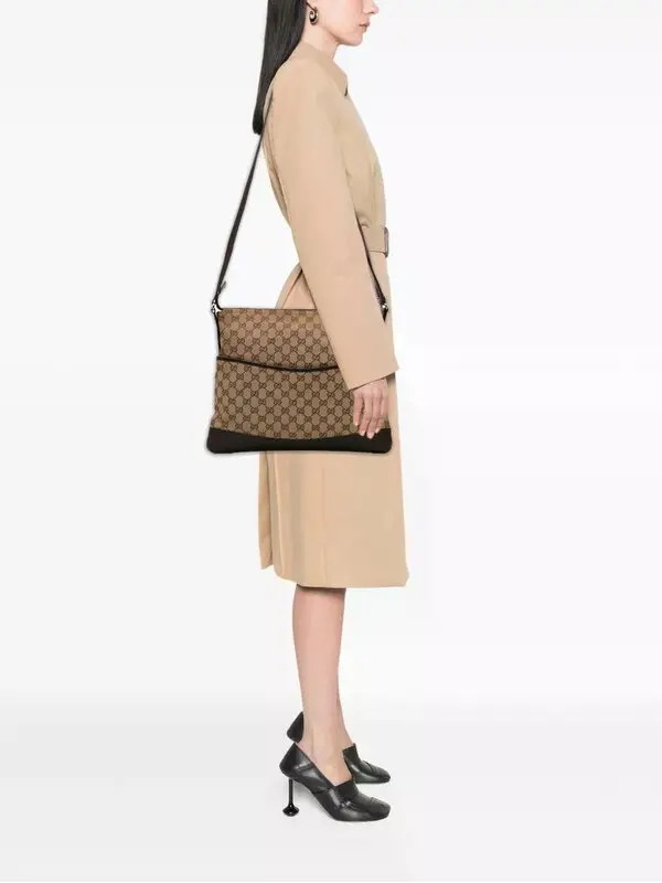 Gucci Gg Canvas Perforated Crossbody Bag - Brown