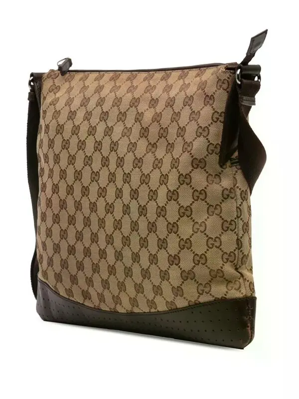 Gucci Gg Canvas Perforated Crossbody Bag - Brown