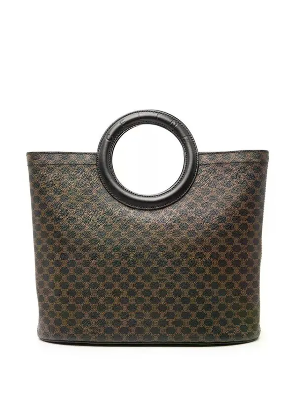 Celine 1997 Macadam Coated Canvas Tote Bag - Black