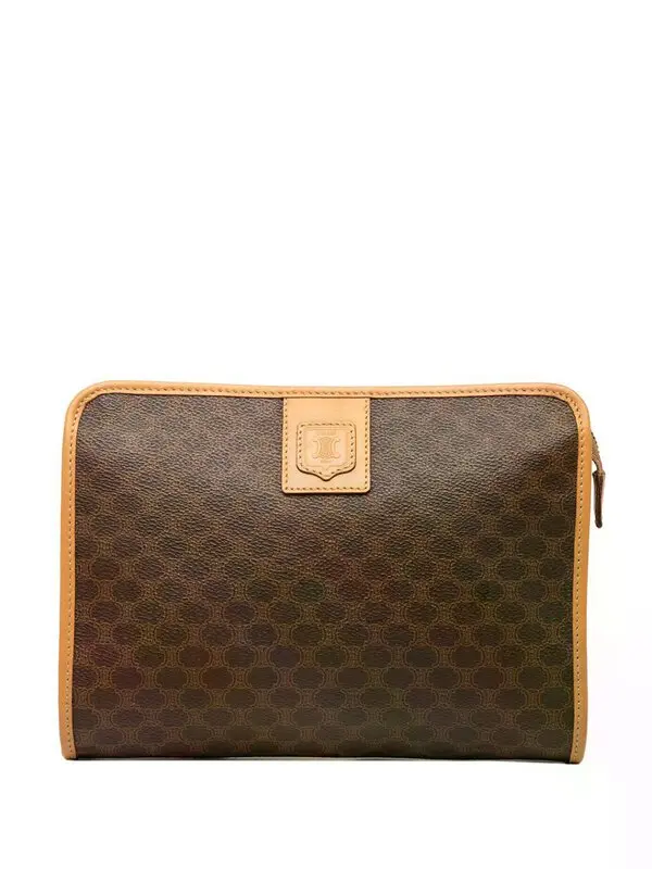 Celine 2011 Macadam Coated Canvas Clutch Bag - Brown