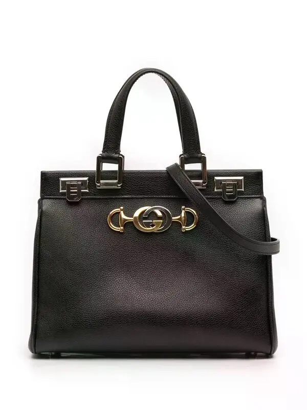Gucci 2000-2015 Small Grained Calfskin Zumi Top Handle Bag Satchel - Black