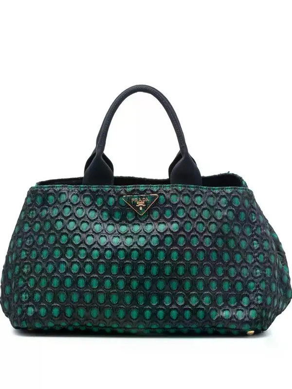 Prada 2013-2025 Broccato Canapa Satchel - Green