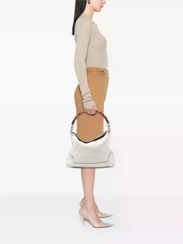 Gucci 2016-2026 Calfskin Bamboo Diana Satchel - White