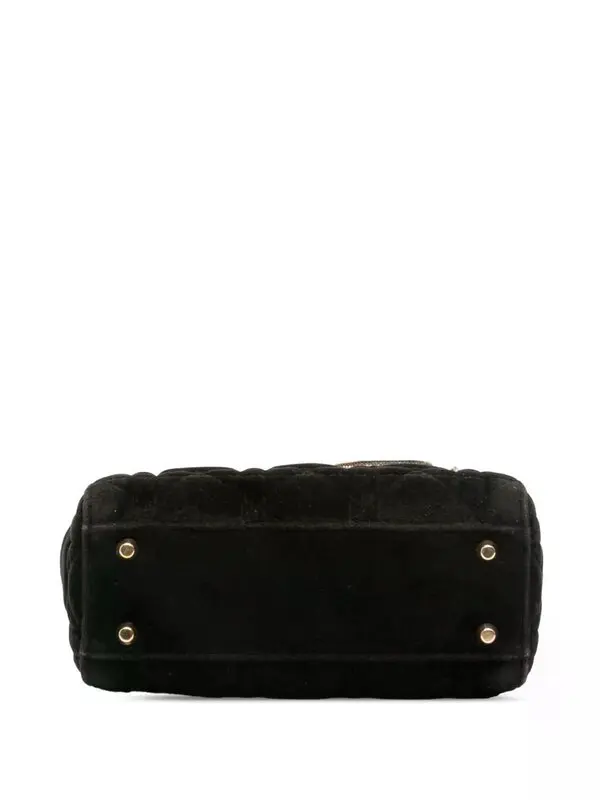 Dior 2019 Mini Velvet Cannage Lady Satchel - Black